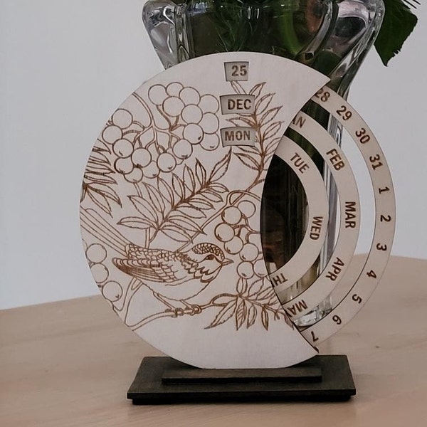 Wooden Laser Cut Perpetual Calendar, Vector Files for Wood Laser ...