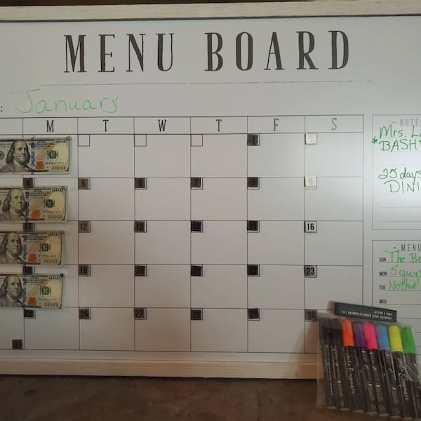 Family Dry Erase Chalkboard Calendar , Landscape 36" X 24" Grease Board ...