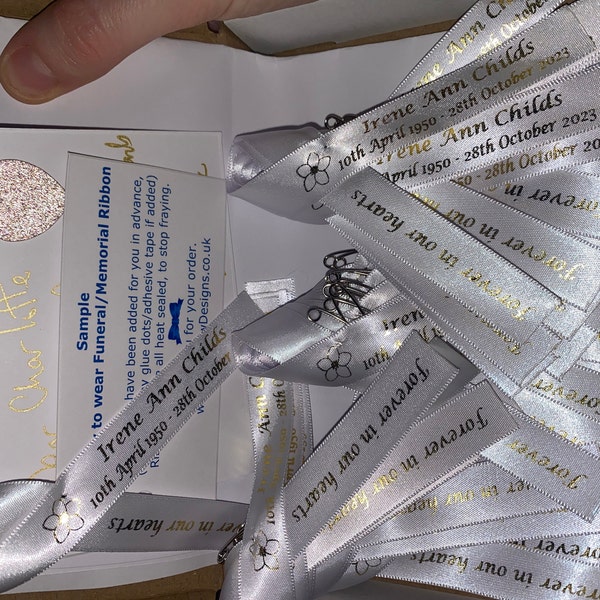RIP Personalised Funeral Ribbons. Shaped Memorial Ribbons Ribbon With ...