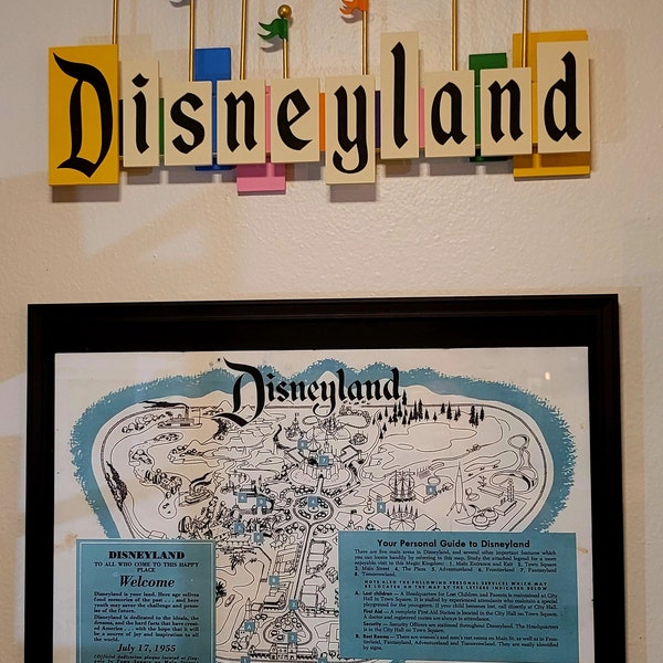 Vintage Disneyland Entrance Sign With Flags - Etsy