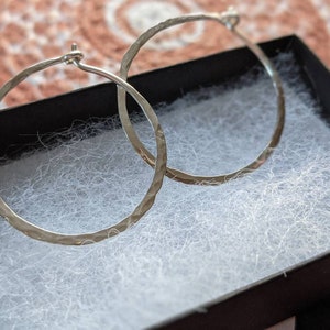 Silver Hoops Medium 1 Sterling Silver Hammered Texture Hoop Earrings by ...