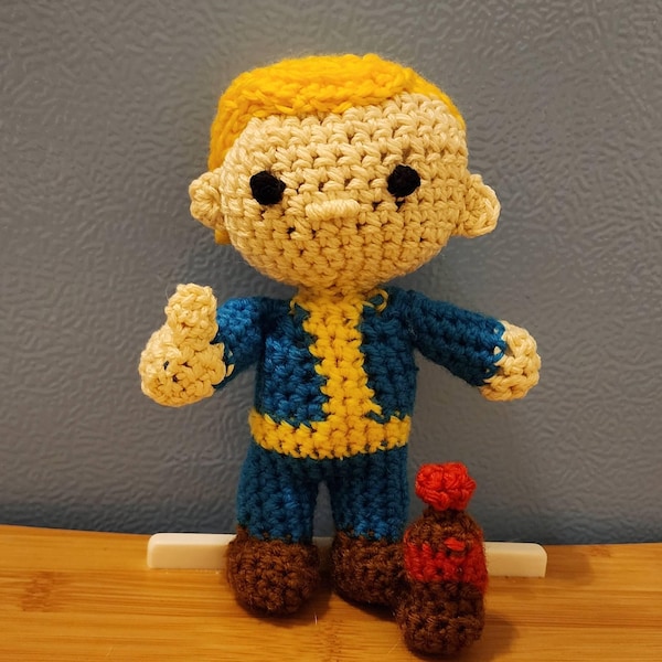 Vault Boy Crochet Pattern: Amigurumi Shelter Figure & Cola Bottle (PDF ...