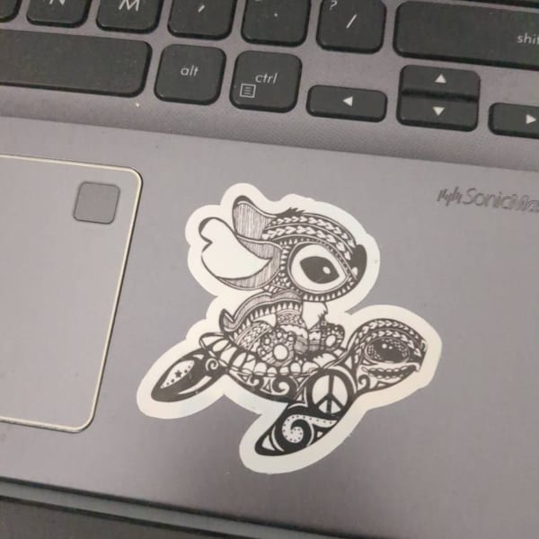 Stitch Riding A Sea Turtle Mandala Holographic Water Resistant ...