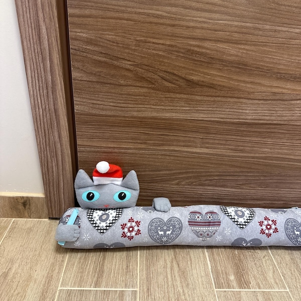 Window Stopper Light Gray Melange With a Cat Face Energysaving Draft ...