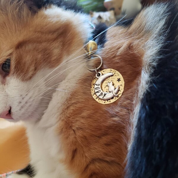 Handstamped, Personalized Cat Name Tag, Cat ID Tag, Comes With the ...