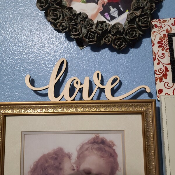 Script Love Wood Sign - Wood Sign Art, Wooden Love, Wood Love Sign ...