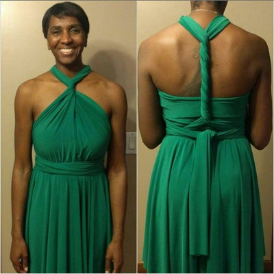 Emerald Green SHORT Infinity Dress Convertible Formal Multiway Wrap ...