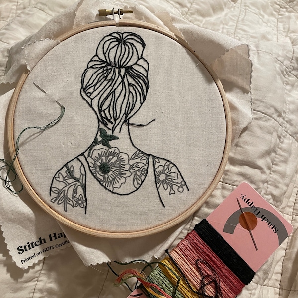 Tattooed Shoulders Modern Embroidery Kit - Etsy