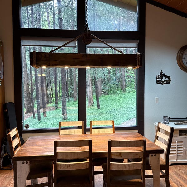 60” Barn Beam With Five Suspended Glass Globes - Etsy