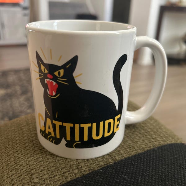 Cattitude Black Cat Sticker: Funny Angry Cat Vinyl Decal, Vintage ...