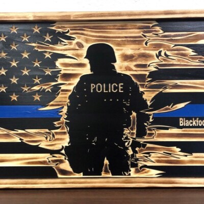 Custom Thin Blue Line Flag Police Flag Wood Flag - Etsy