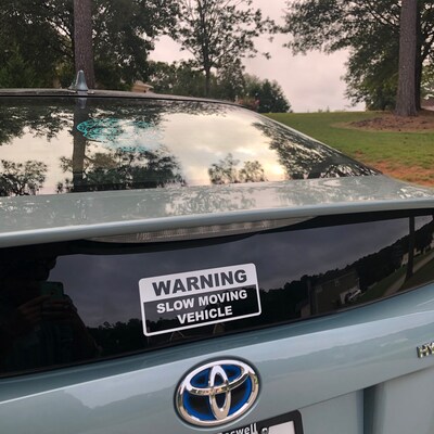 Warning, Slow Moving Vehicle Bumper Sticker Vinyl Decal Car Pickup ...