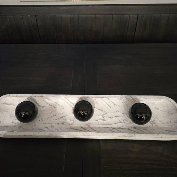 BLACK Long Wood Bowl, Decor Bowl, Large Table Decor Centerpiece ...