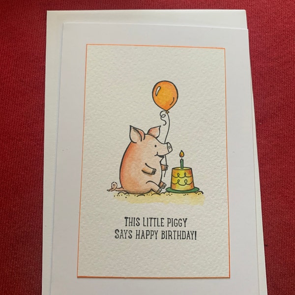 Cute Pig Birthday Card, Handmade Pig Birthday Card - Etsy
