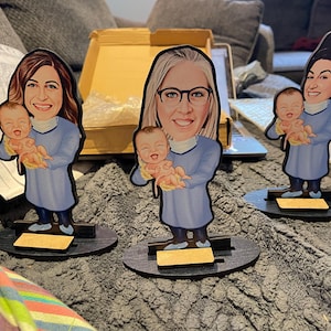 Personalized 3D Wooden Cartoon Family Wall Art, Custom Lovers Cartoon ...