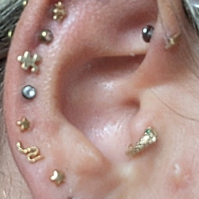 14k Solid Gold Snake Helix Daith Rook Conch Ring Septum Hoop Snake ...