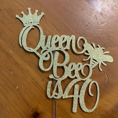 ANY AGE Topper, Queen Bee Cake Topper, Birthday Glitter Cake Topper ...