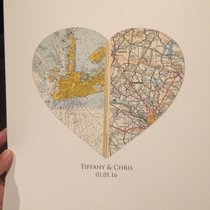 Heart Map Wedding Gift for Couple, Personalized Map Bridal Shower Gift ...