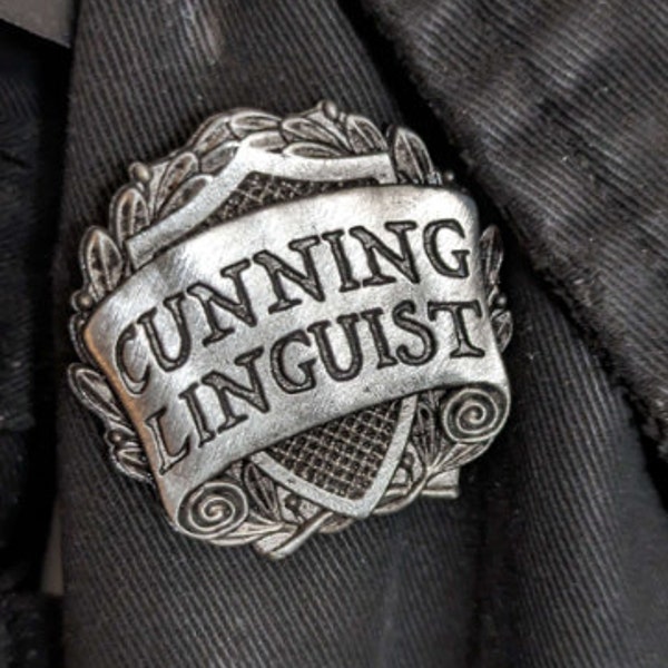 Cunning Linguist Badge - RPG Character Class Status Pin - Handcrafted ...