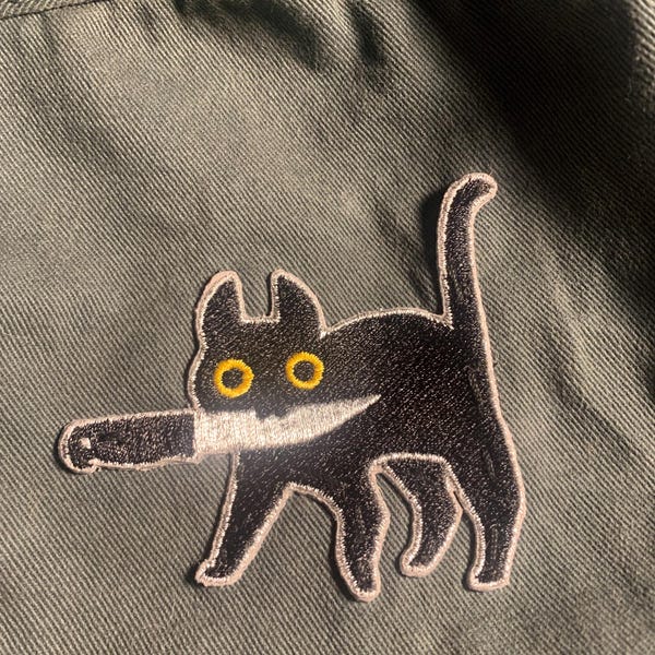Knifecat Embroidered Patch - Etsy