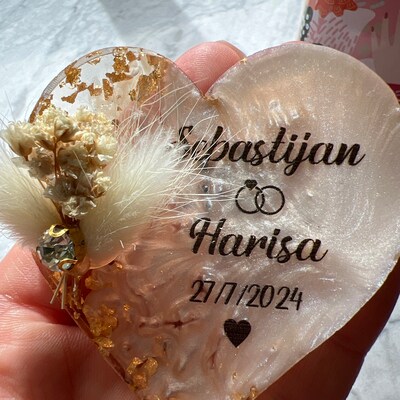 Engraved Baby Shower Favors for Guests, Floral Resin Magnet Favors ...