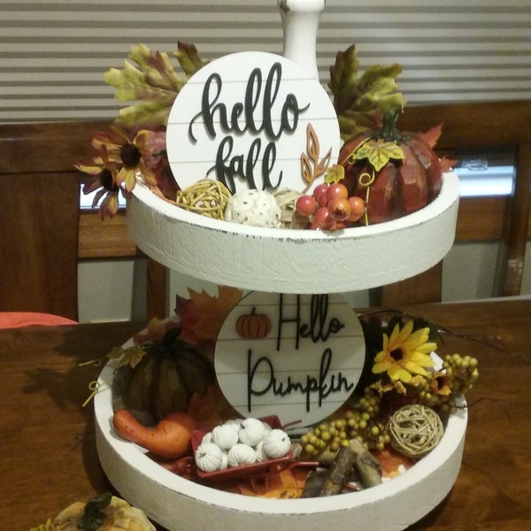 Hello Fall Tier Tray - Fall 3D Mini Signs - Pumpkin - Fall Decor ...