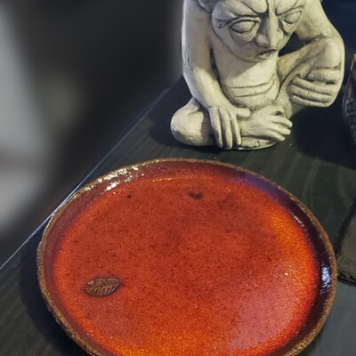 Ceramic Red Dessert Plate, Pottery Dessert Red Plate, Small Ceramic ...