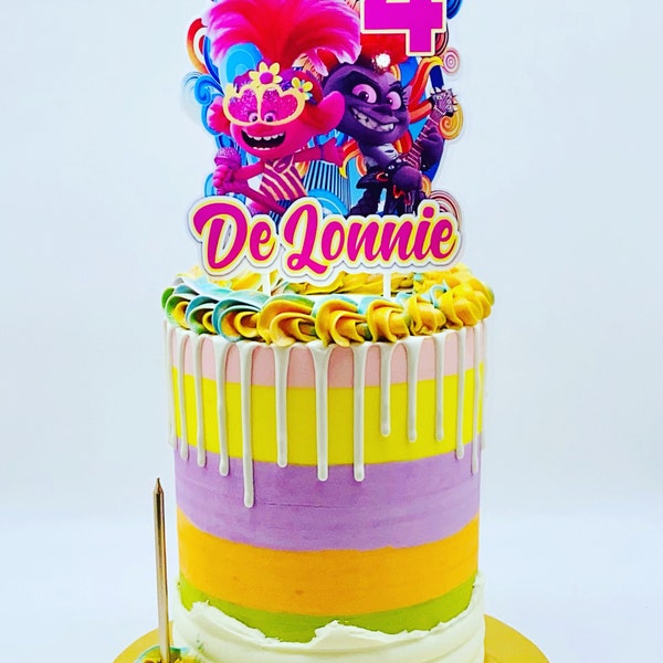 Trolls World Tour Cake Topper, Poppy and Barb Cake Topper, Customized ...