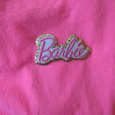 IRON ON Patch-barbie Logo Inspired-iron on Patches-glitter-embroidered ...
