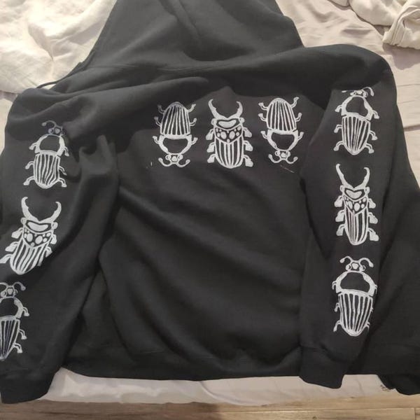 Beetles Buds Hand Printed Full Zip Hoodie Jacket - Etsy