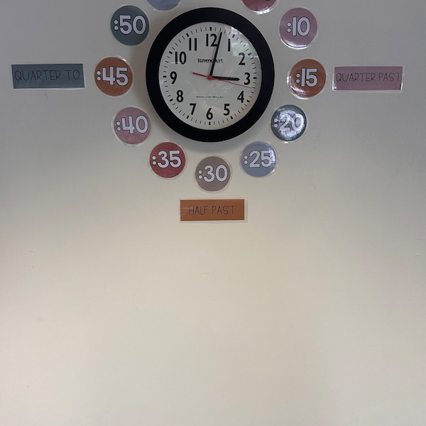 BOHO RAINBOW Clock Numbers | Neutral Rainbow Classroom Decor - Etsy