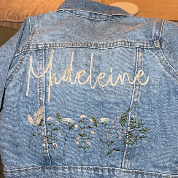 Jean Jacket, Embroidered Wildflower Jacket, Embroidered Denim Jacket, Embroidered Denim Jacket ...