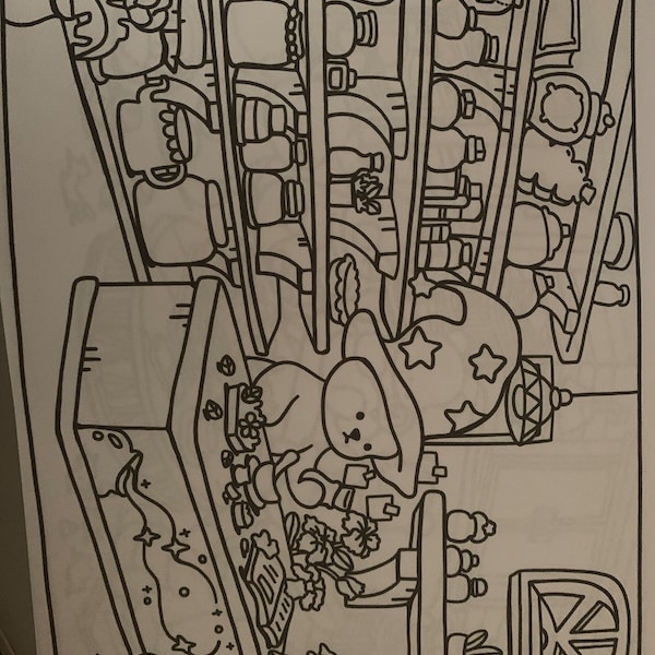 Adult Coloring Page : Cozy Bear Cafe - Etsy