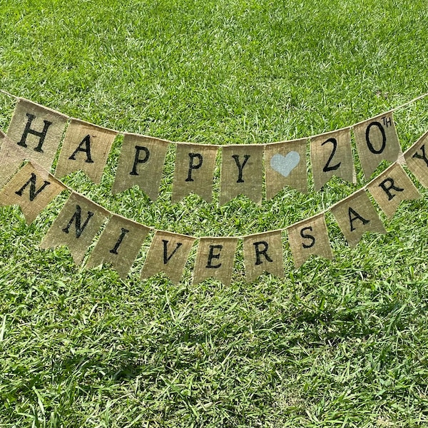 Happy Anniversary Burlap Banner, 50th Anniversary Party Decorations ...
