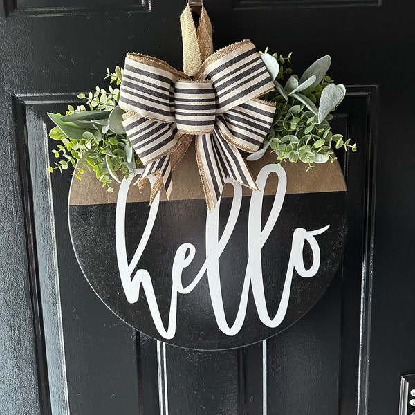 Front Door Decor | Hello | Hello Door Hanger | Wreath | Year Round ...
