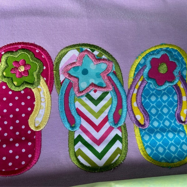 Summer Flip Flop Applique Machine Embroidery Design Digital Pattern - Etsy