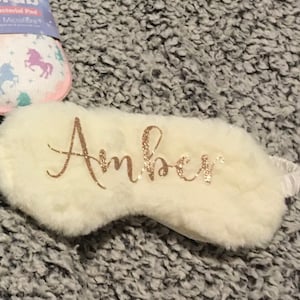 Personalised Fluffy Sleeping Eye Glitter Face Mask With Name, Silk ...