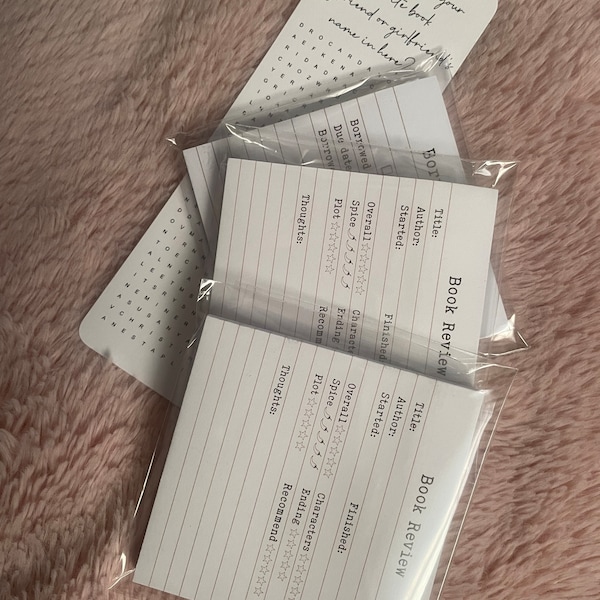 Book Review Notepad 5x8 Reading Notepad Black and White Journal Pages ...