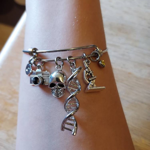 Crime Scene Investigation Bracelet, DNA, Microscope, Camera, Forensic ...