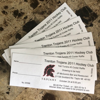250 RAFFLE TICKETS Custom Printed Numbered Raffle Tickets Fundraiser ...