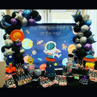 Space Birthday Backdrop, Editable, Astronaut Background, Universe Theme ...