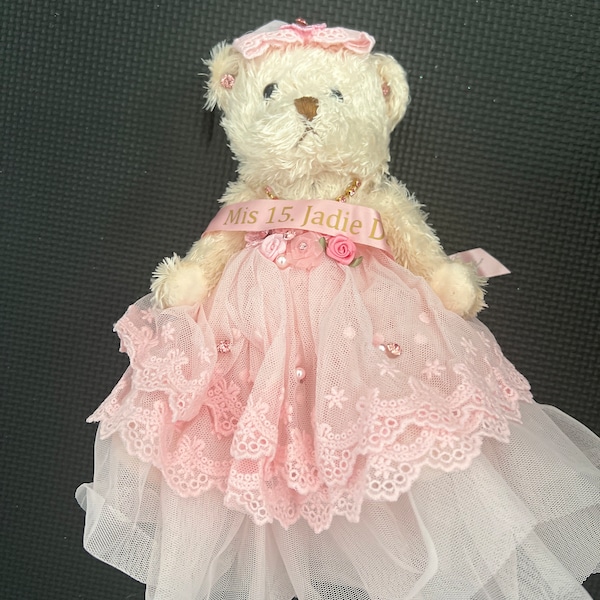8" Personalized Birthday Teddy Bear, Quince Años Quinceañera Last Doll ...