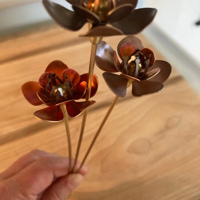 Rusted Metal Flower and Plant Bouquet for Garden Decor Rustic Metal Art ...