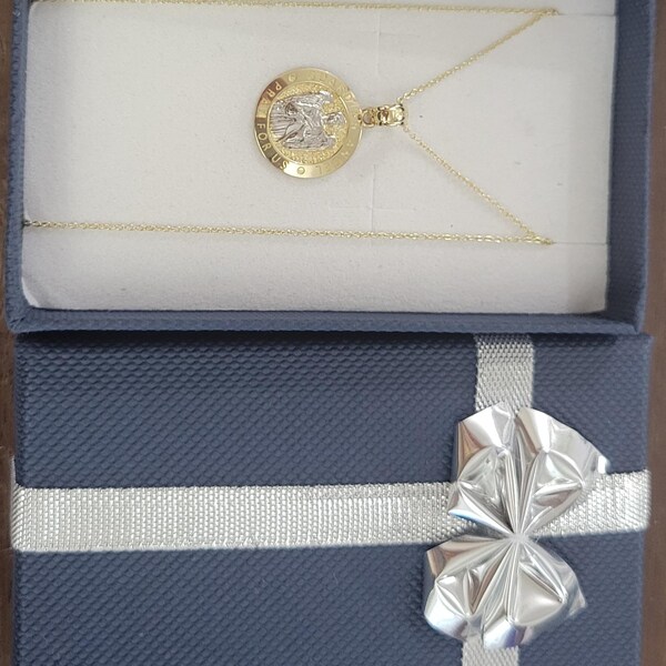 14k Gold Guardian Angel Medal: Solid Gold Protection Pendant - Etsy