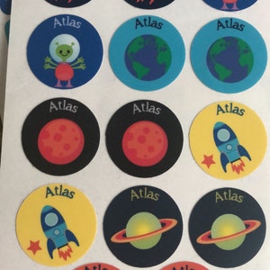 Personalised Space Name Labels, School Name Tags, School Name Labels ...