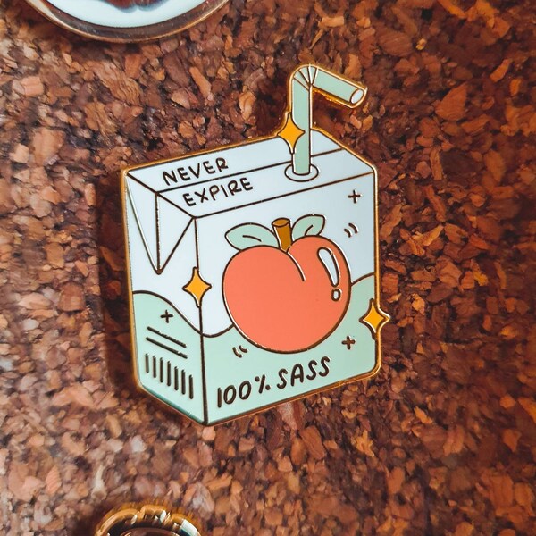 100% Sass Enamel Pin | Juice Box Enamel Pin - Etsy