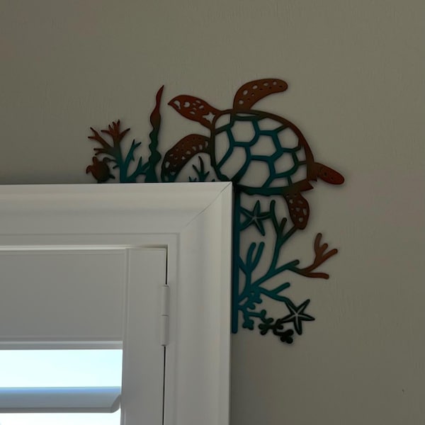 Sea Turtle Metal Door Frame Decoration, Coastal Themed Decor, Turtle ...