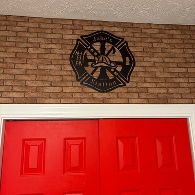 Fire Engine Ladder Truck Monogram, Fireman, Metal Sign, Art, Wall Decor ...