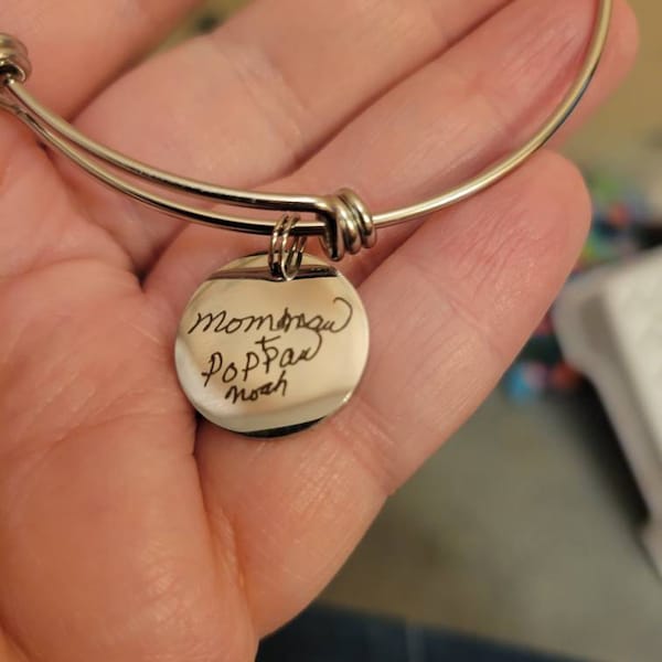 Custom Handwriting Bracelet Personalized Circle Bangle Bracelet ...