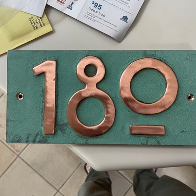 Arts and Crafts Copper House Sign With Oak Frame in 3/75mm High Letters ...